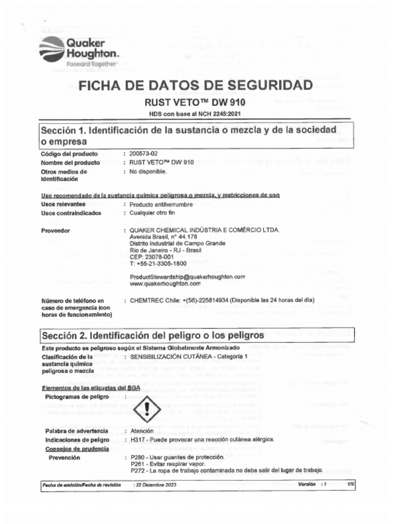 HDS Rust Veto DW 910 | PDF
