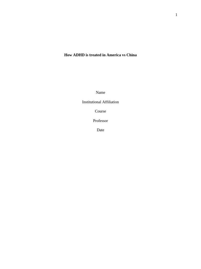 How ADHD Is Treated in America Vs China | PDF | Attention Deficit ...