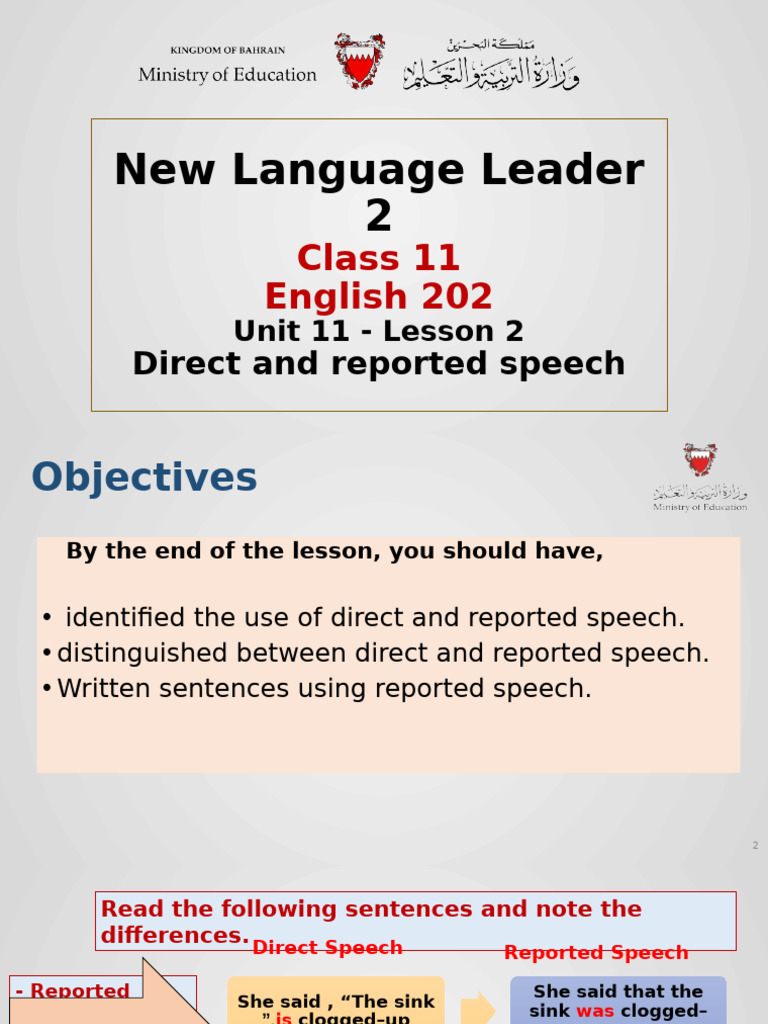 Direct and Reported Speech Eng 202 | PDF | Speech | Languages