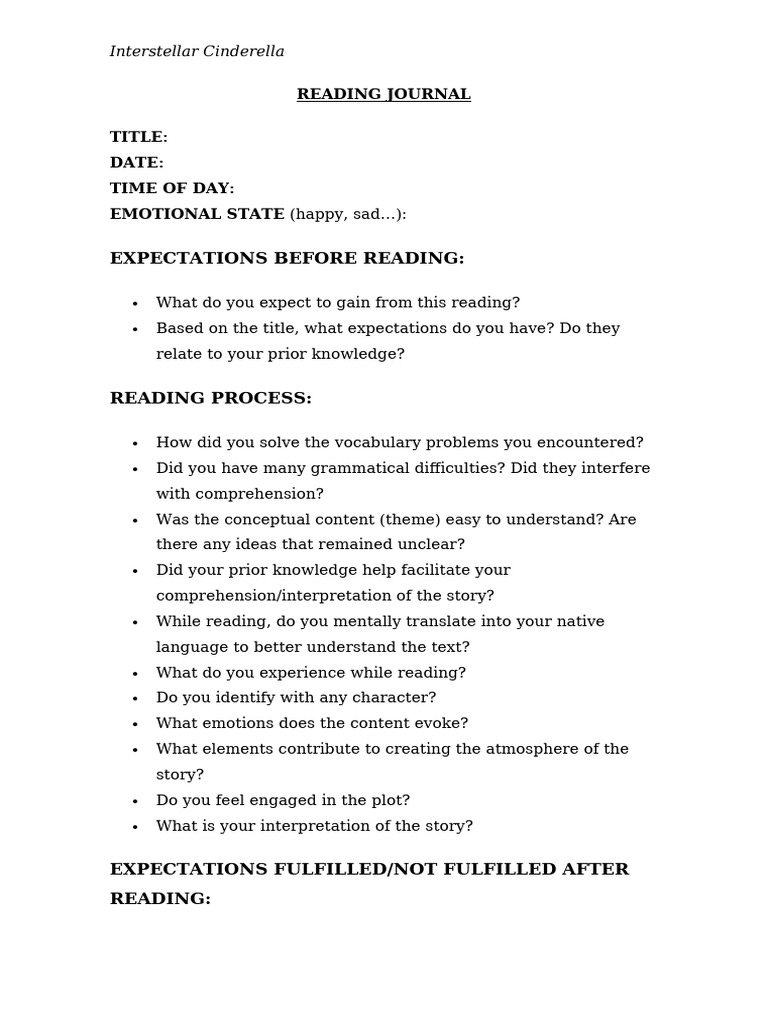 Reading Journal | PDF