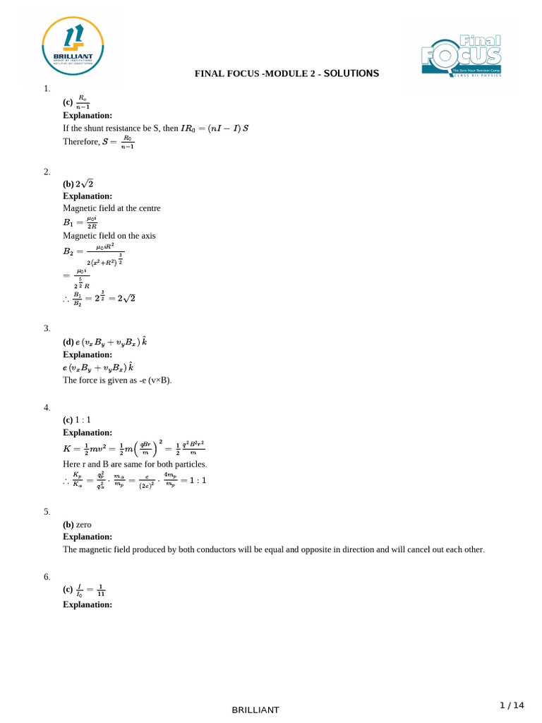 Final Focus Module 02 Soln | PDF | Electromagnetic Induction | Inductor