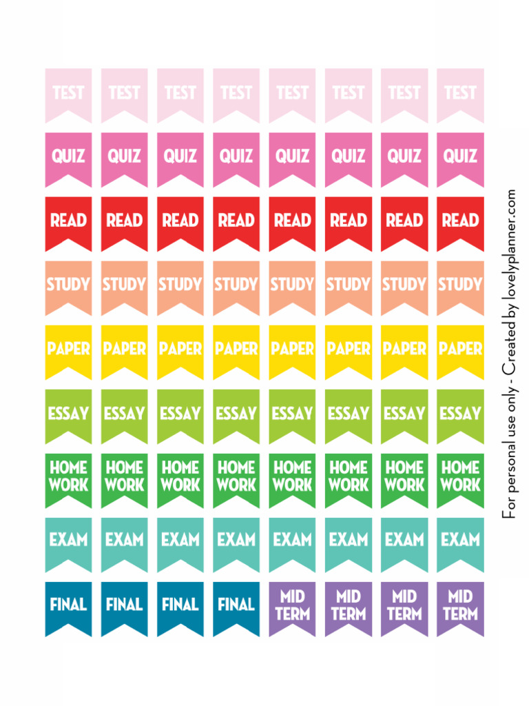 PDF Functional - Student Flags Rainbow - by Lovely Planner | PDF