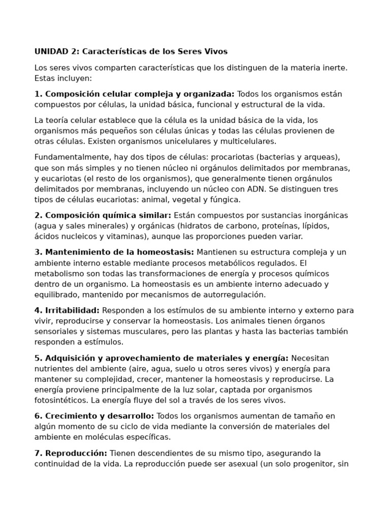 Seres Vivos y Funciones Vitales | PDF | Biología Celular) | Organismos