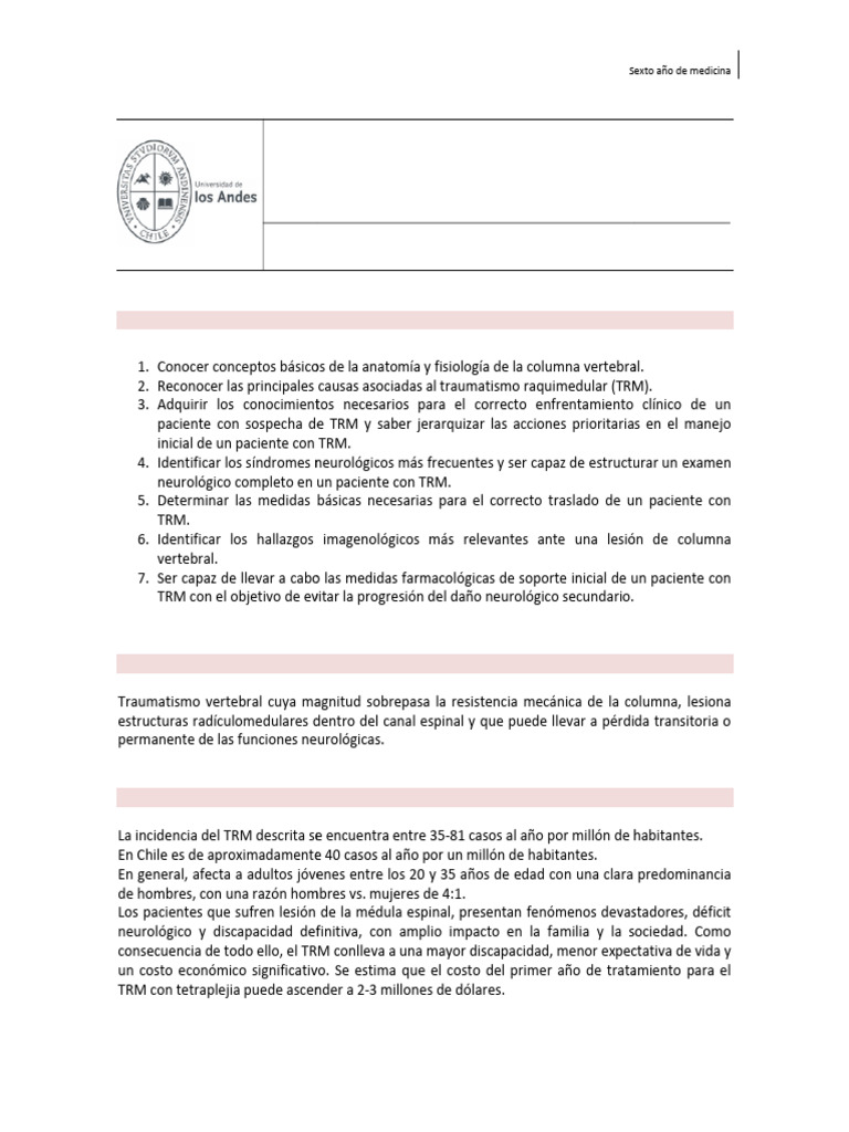 Manual Curso de Trauma. Capitulo 7. Traumatismo Raquimedular | PDF | Lesión de la médula espinal ...
