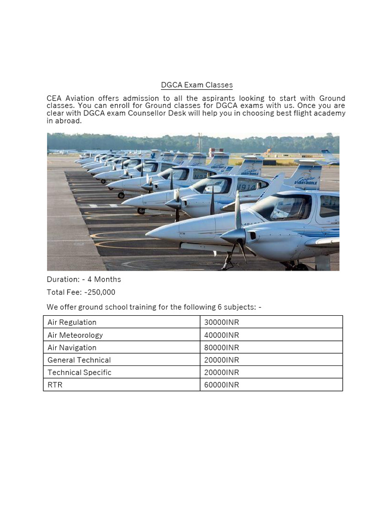 DGCA Ground Class (CEA Aviation) 4 Months | PDF