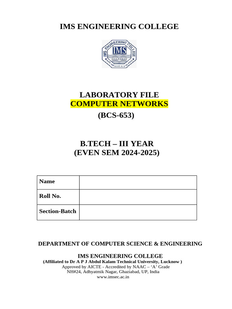 CN LAB Manual 2024-25 | PDF | Network Switch | Computer Network