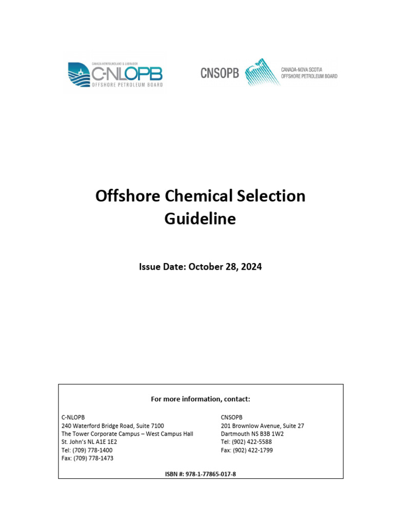 Offshore Chemical Selection Guideline (October 28, 2024) | PDF | Toxicity