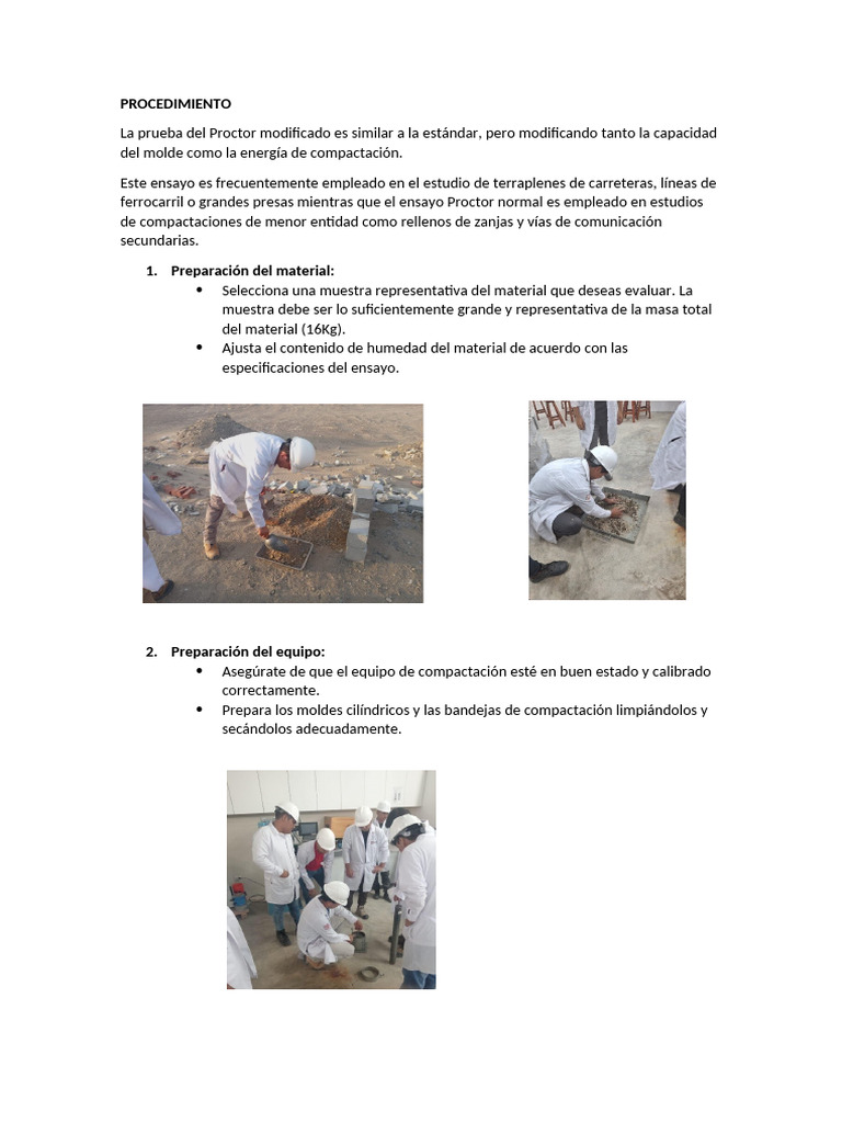 PROCTOR MODIFICADO Procedimiento | PDF