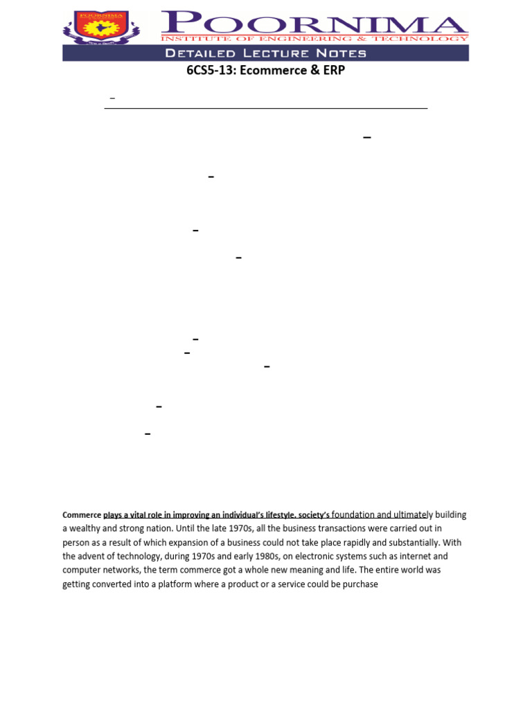 6CS5-13 - Unit 1 Complete - Introduction To E-Commerce | PDF | E Commerce | Supply Chain Management