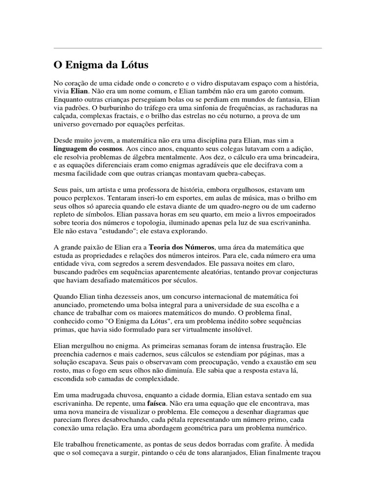 O Enigma da Lótus | PDF | Matemática