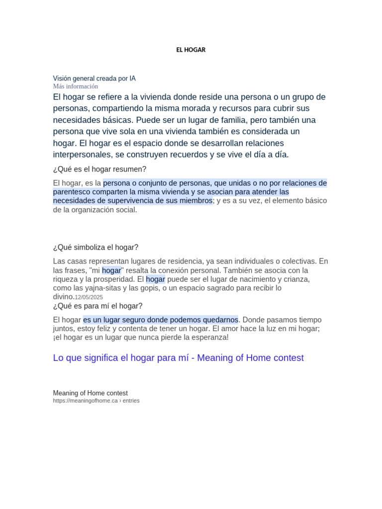 Significado y esencia del hogar | PDF