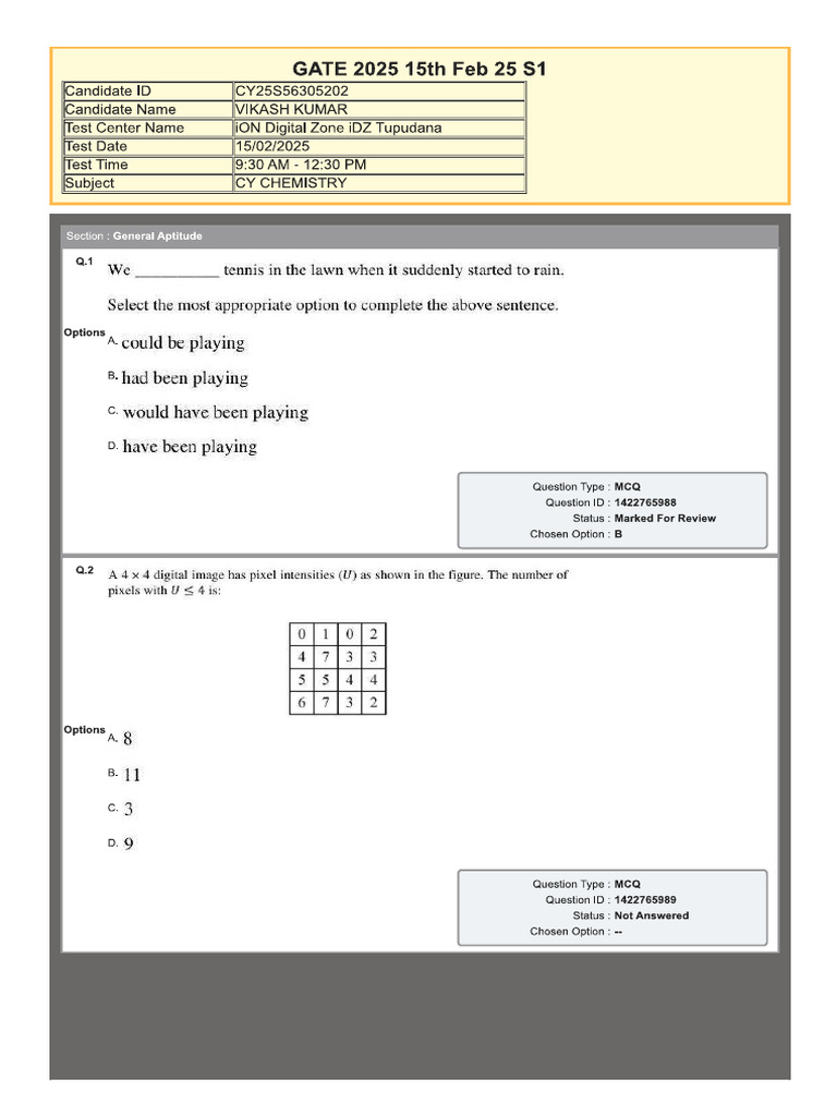 Gate 2025 Question Paper | PDF