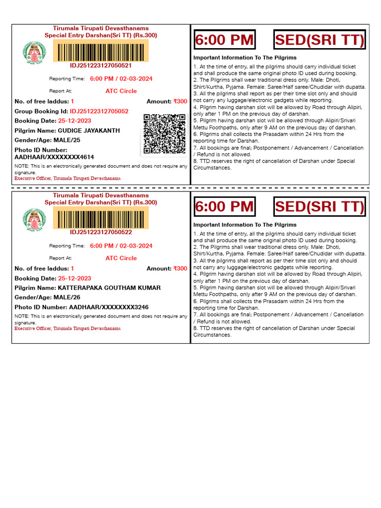 Tirumala Tirupati Devasthanams (Official Booking P | PDF | Vaishnavism