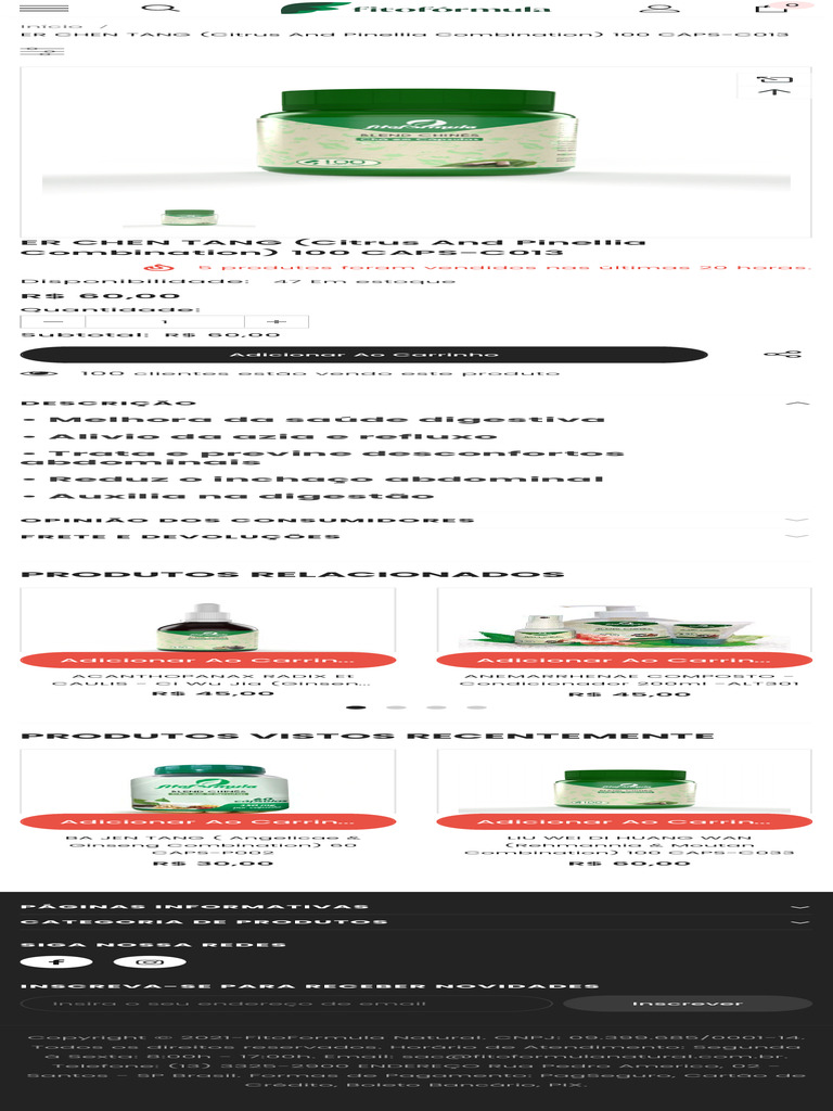 ER CHEN TANG (Citrus and Pinellia Combination) 100 CAPS-C013 ...