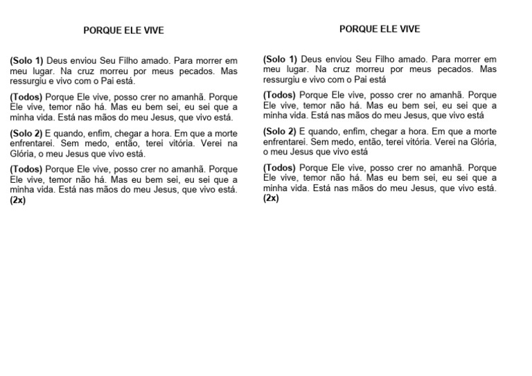 Porque Ele Vive: Letra Gospel | PDF