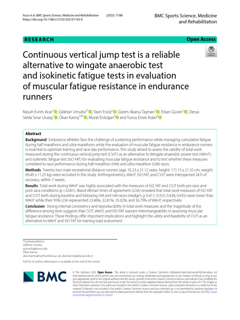 Acar 2025 BMC Sports Sci Med Rehabil - Continuous Vertical Jump Test Is ...