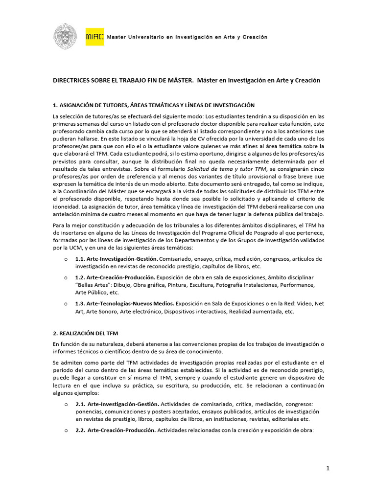 00 22-23 Directrices Generales para El TFM Del MIAC 22-23 UCM | PDF ...