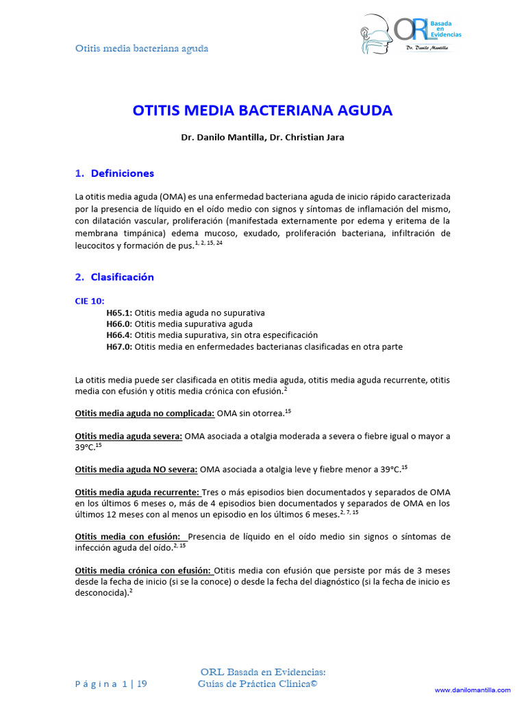 2016 - ORL Basada en Evidencias - OTITIS MEDIA AGUDA | PDF | Penicilina | Enfermedades y trastornos