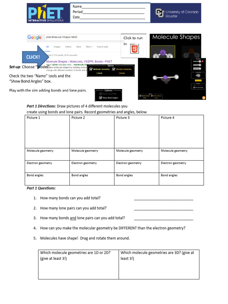 Copy of PhET - Molecule Shapes in html5 | PDF