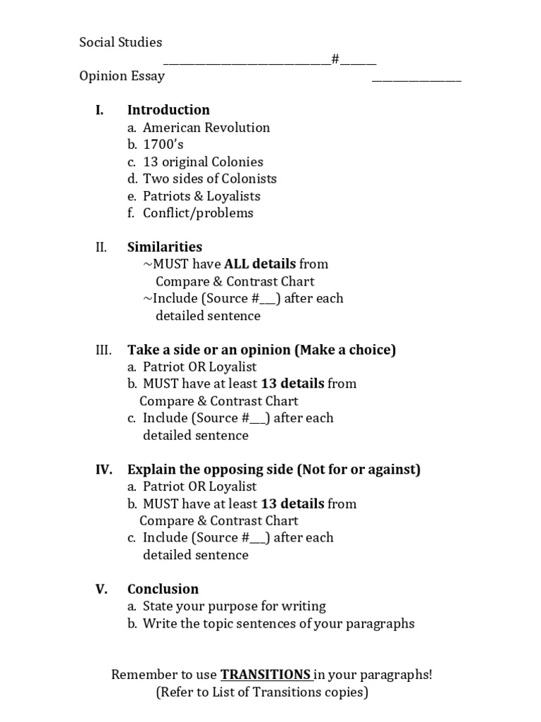 Patriots Vs Loyalists Outline | PDF