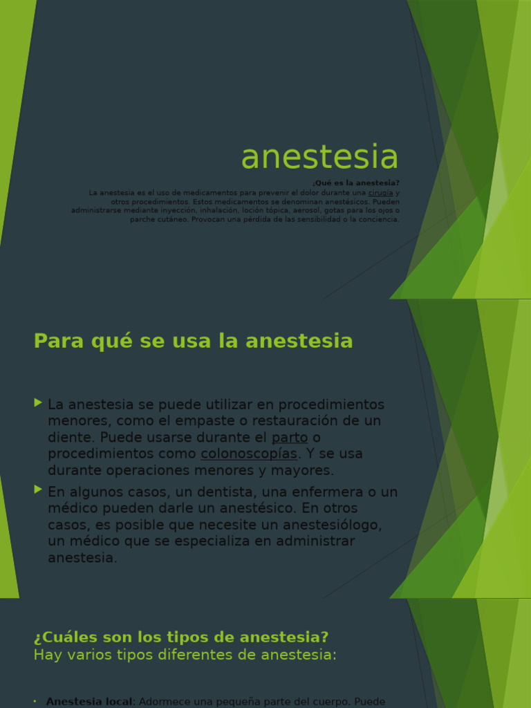 Tipos y riesgos de la anestesia | PDF | Anestesia | Nervio