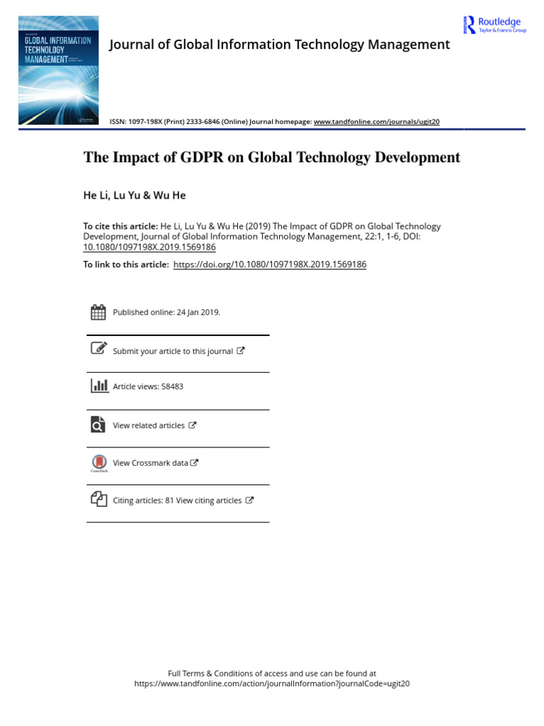 The Impact of GDPR On Global Technology Development | PDF | Computer ...