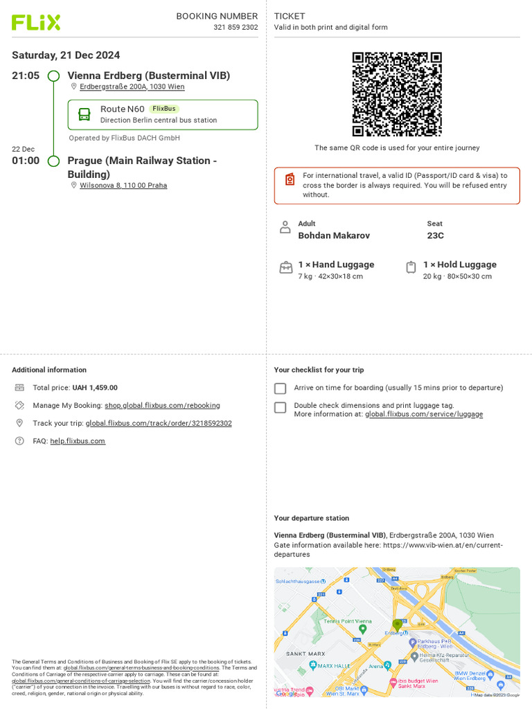 Ticket Wien Prague 3218592302 | PDF | Government And Personhood