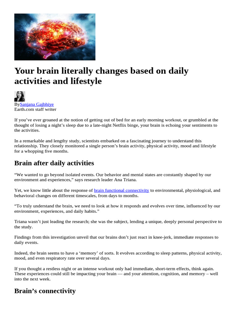 Your Brain Literally Changes Based On Daily Activities and Lifestyle ...