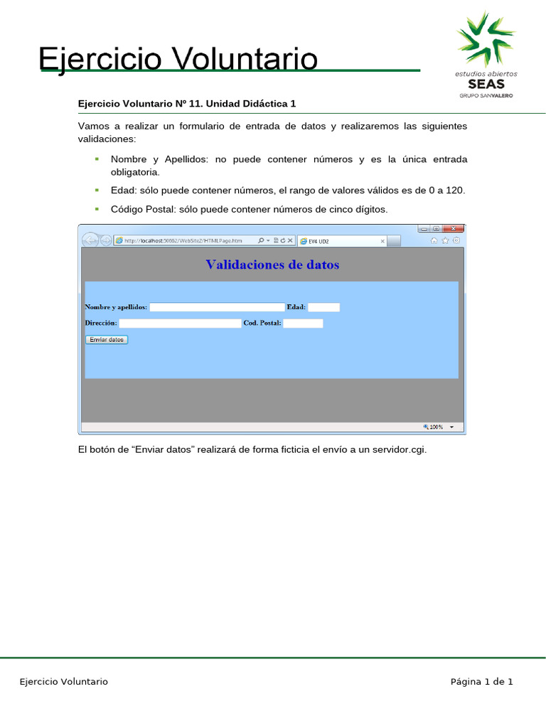 Ejercicio Voluntario #11. Unidad Didáctica 1 | PDF
