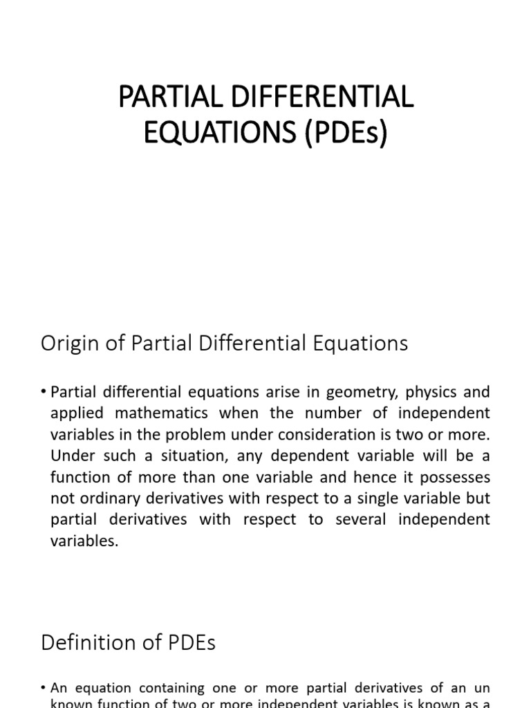 Partial Differential Equations (Pdes) - Lecture Slide | PDF
