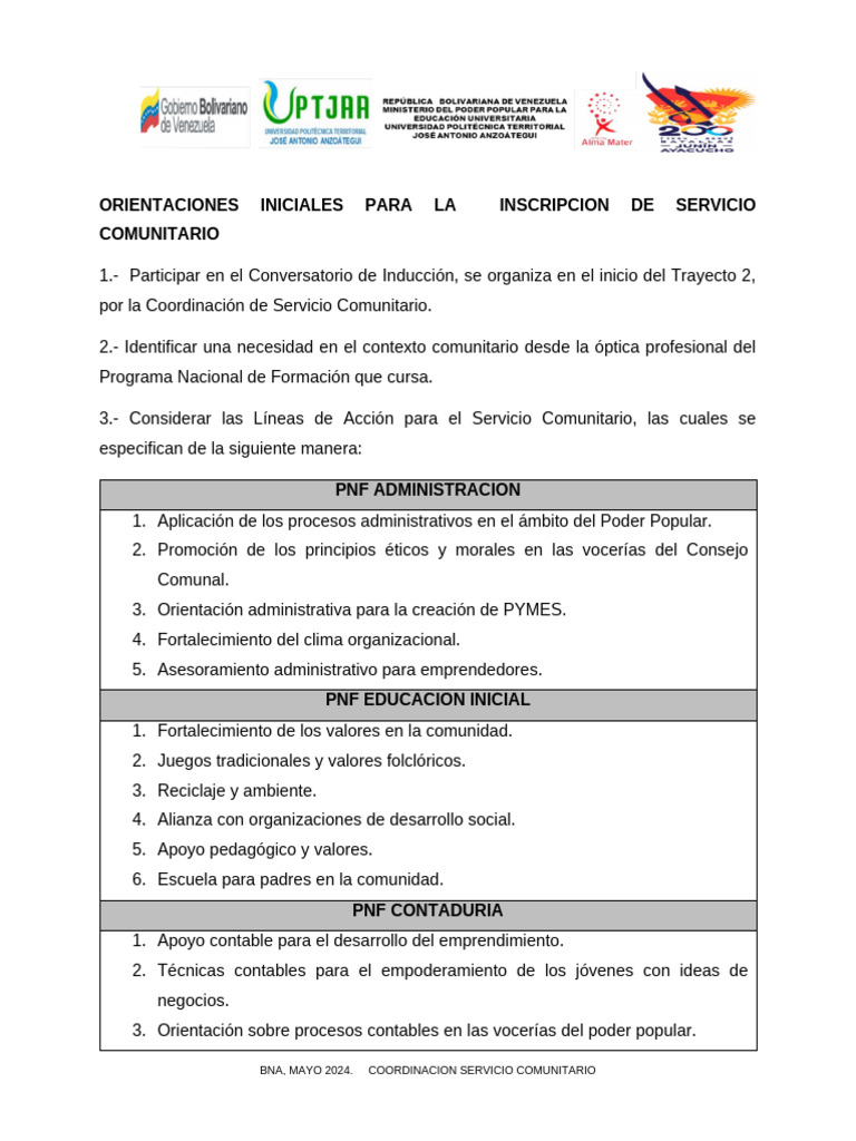 Inscripcion de Servicio Comunitario | PDF | Business | Economias