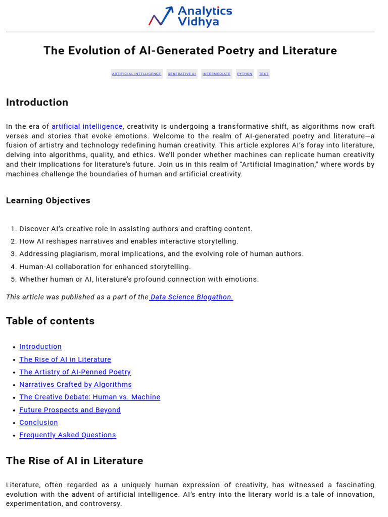 AI's Impact on Poetry and Literature | PDF | Artificial Intelligence ...