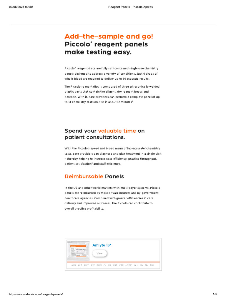 Amlyte 13 Piccolo Test Panel Overview | PDF | High Density Lipoprotein ...