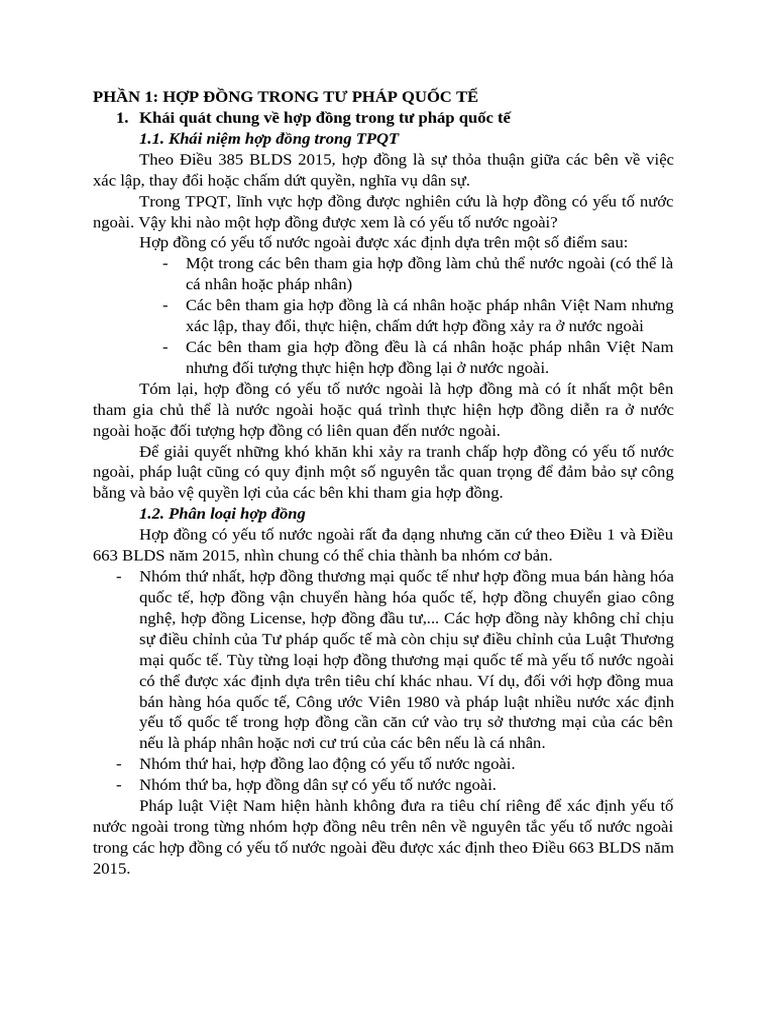 1.1. Khái niệm hợp đồng trong TPQT | PDF