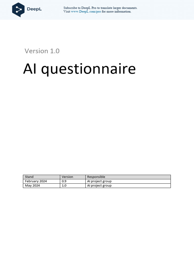 Federal German DPA (BfDI) - AI Questionnaire For GDPR | PDF | Computer ...
