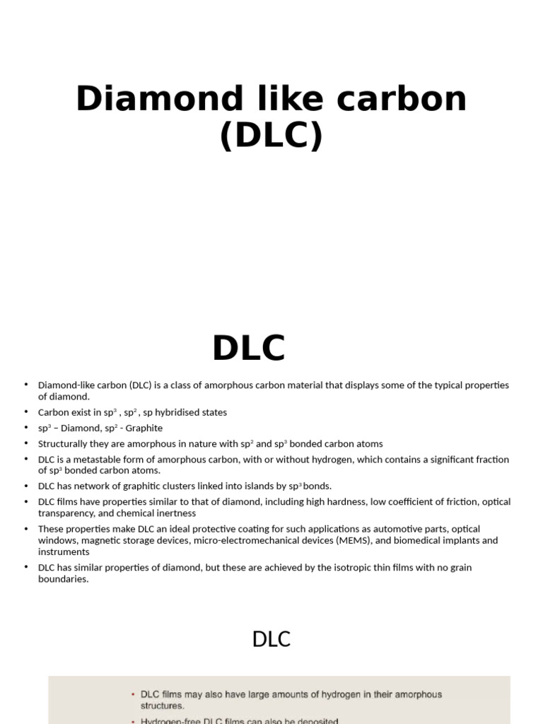 Diamond Like Carbon (DLC) - 24.10.23 | PDF | Sputtering | Chemical ...