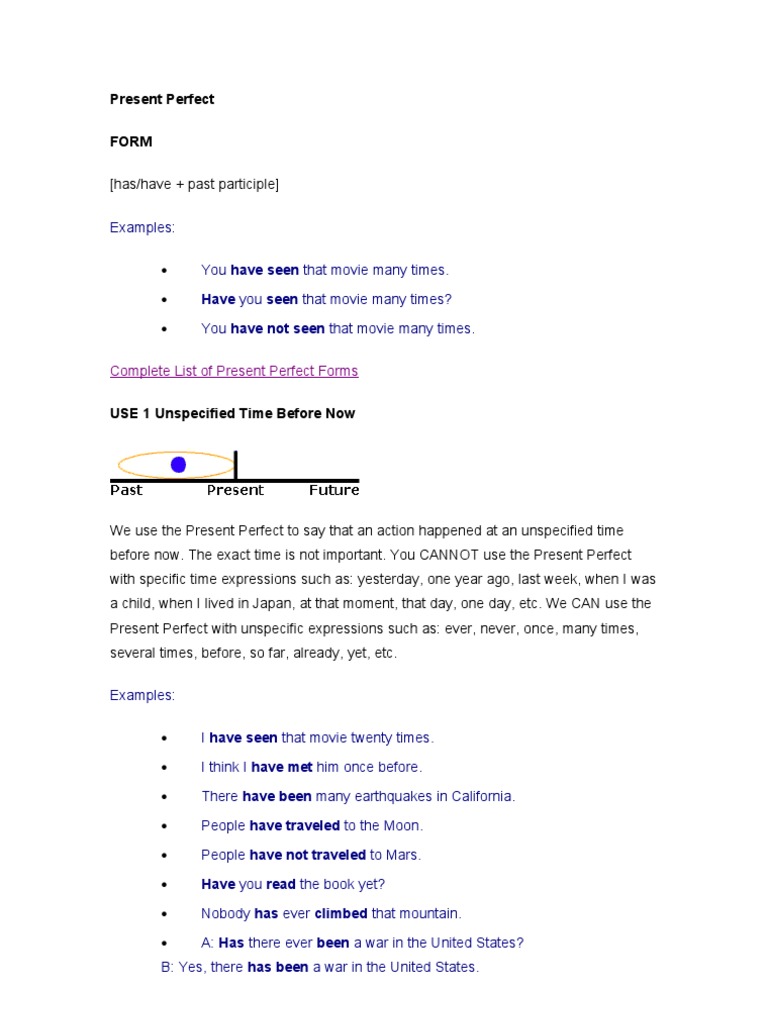 Present Perfect | PDF | Grammar