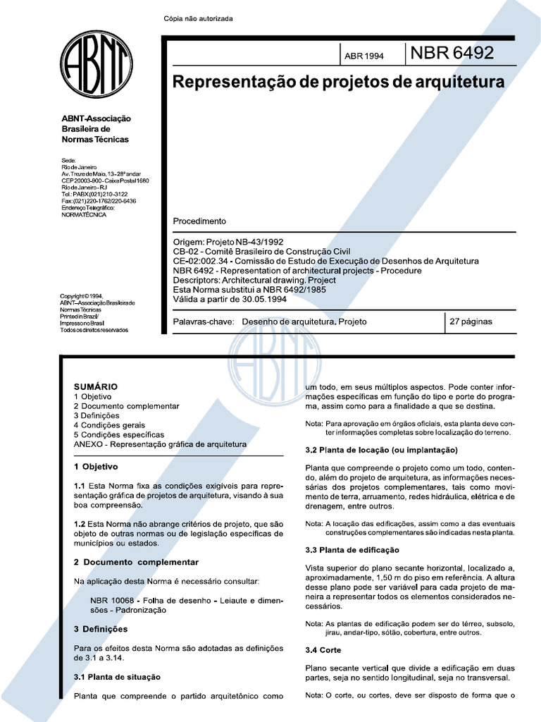 NBR 6492 - Representação de Projetos de Arquitetura | PDF