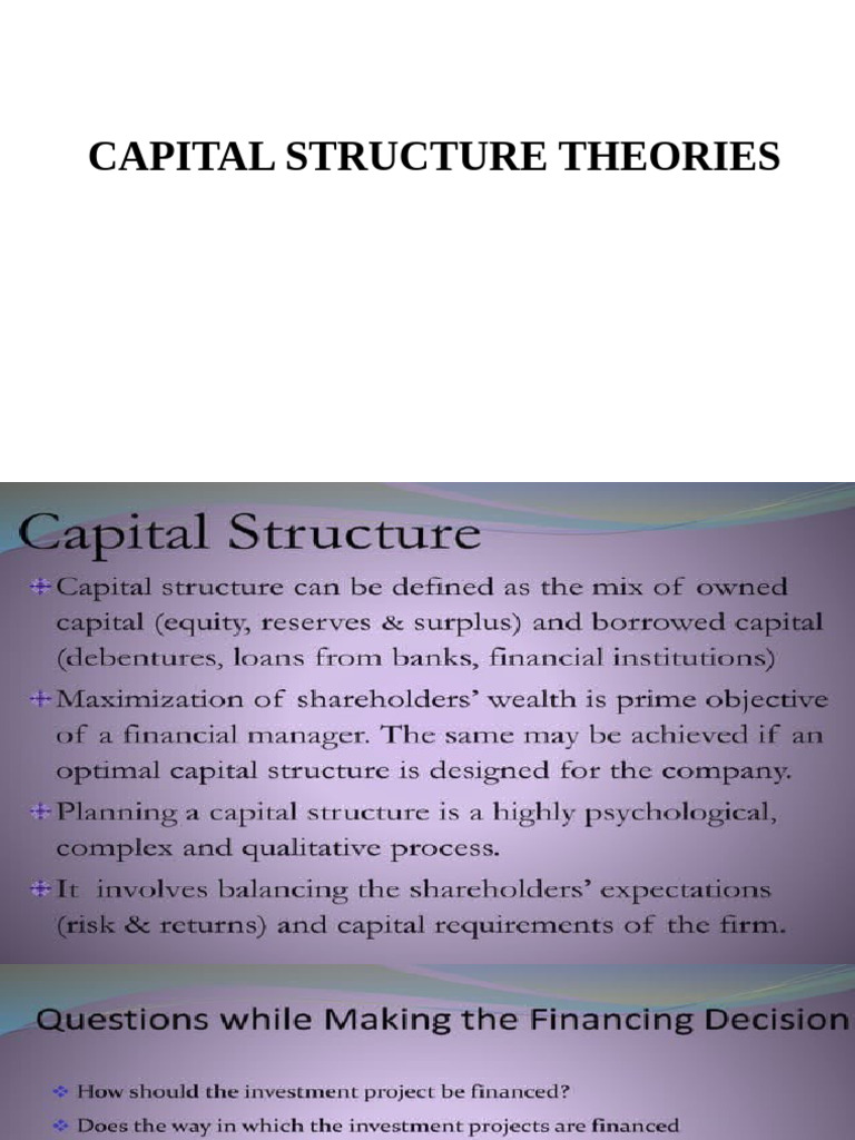 Capital Structure Theories | PDF | Capital Structure | Cost Of Capital