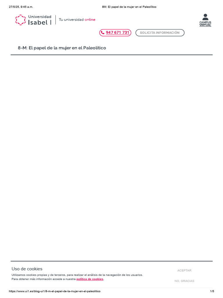 8M - El Papel de La Mujer en El Paleolítico | PDF | Arqueología | Género
