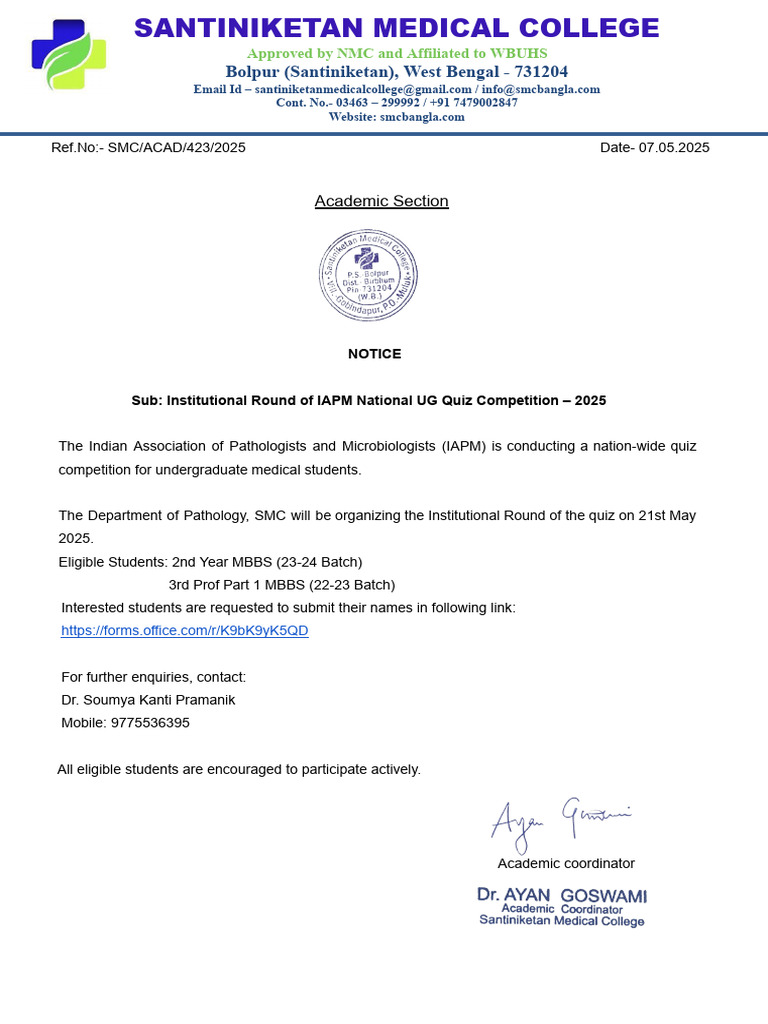 IAPM Quiz Notice-1 | PDF