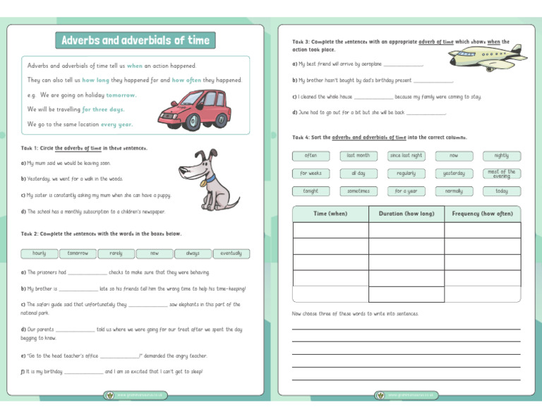 Adverbs of Time Worksheet | PDF