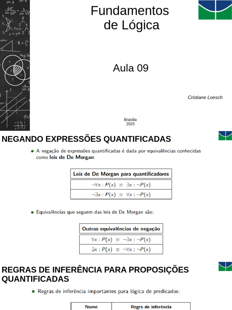 Regras de Inferência em Lógica Quantificada | PDF