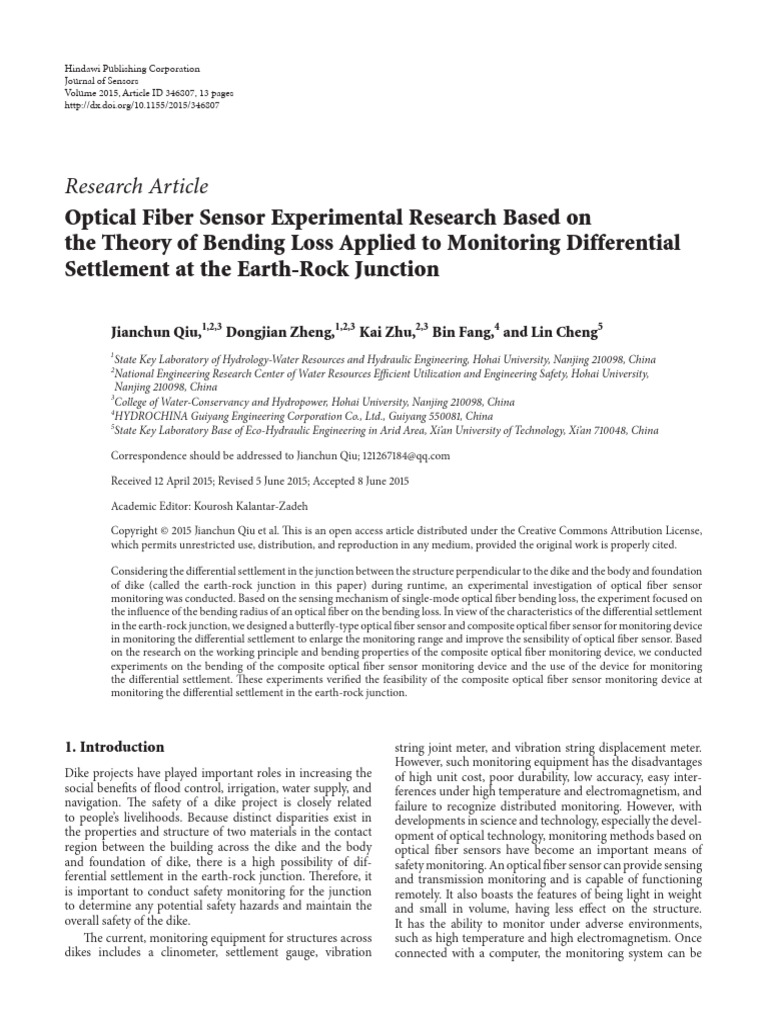 Optical Fiber Sensors for Dike Settlement Monitoring | PDF | Optical ...