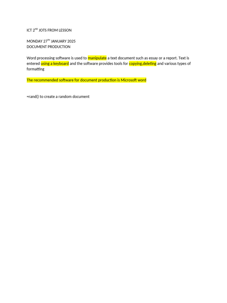 Ict 2nd Jots From Lesson | PDF