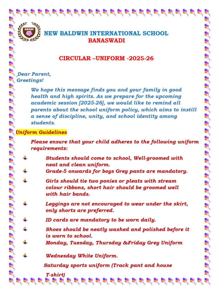 New Baldwin School Uniform Guidelines | PDF