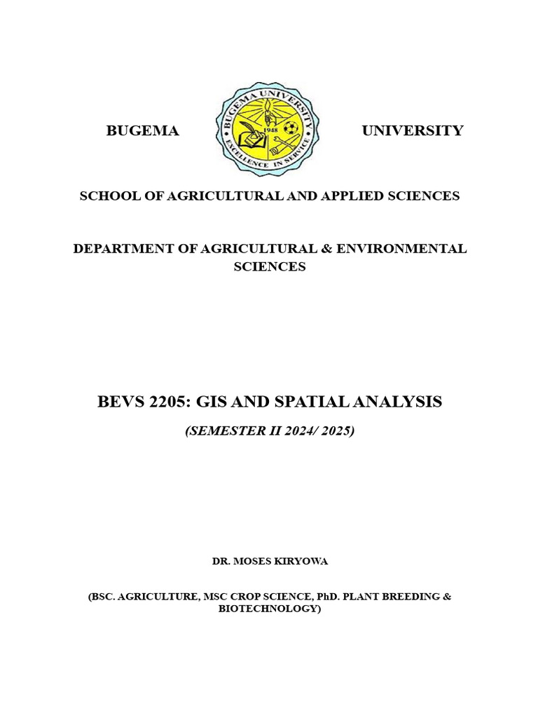 Gis And Spatial Analysis Lecture Notes 2 Pdf Geographic Information