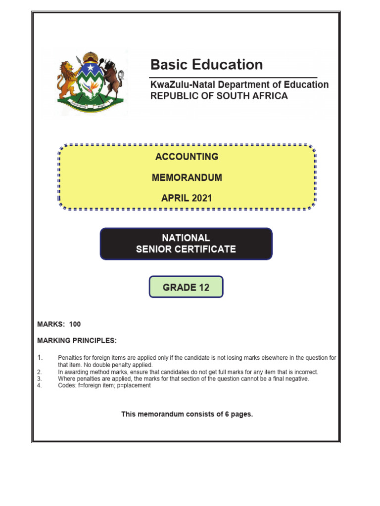 Grade 12 Accounting Test Memorandum | PDF | Dividend | Equity (Finance)