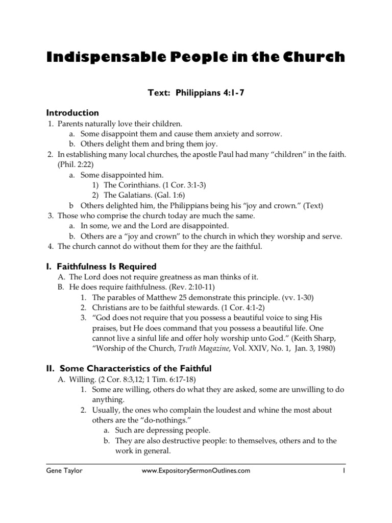 Indispensable People in the Church | PDF | First Epistle To The ...