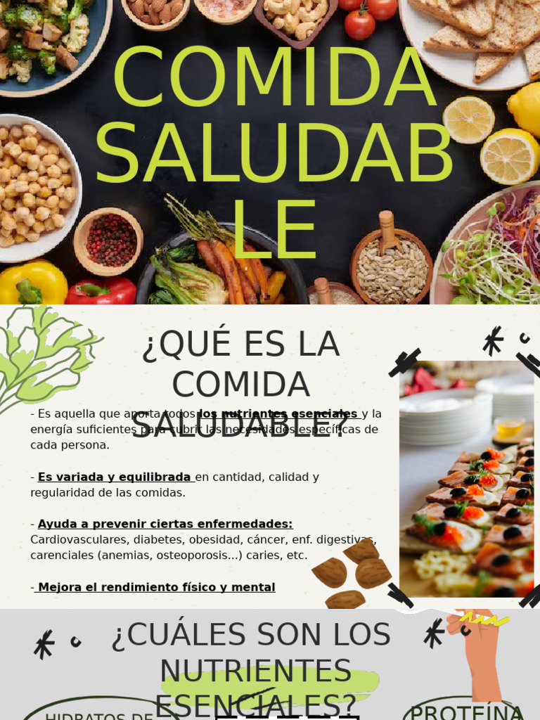 Presentación Diapositivas Comida y Nutrición Ilustrativa Verde | PDF ...